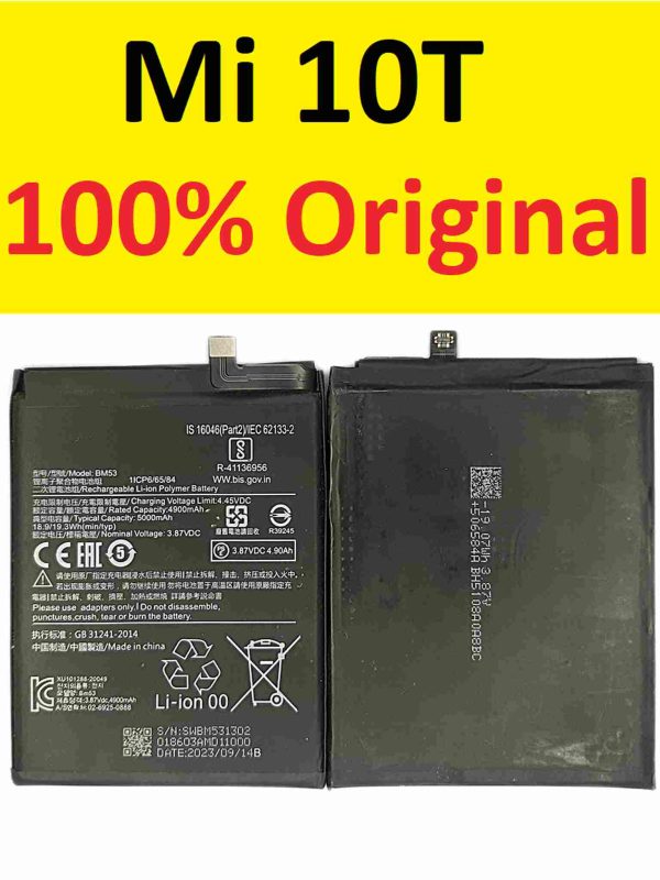 100% Original Xiaom Mi 10T Battery Replacement 5000mAh Capacity